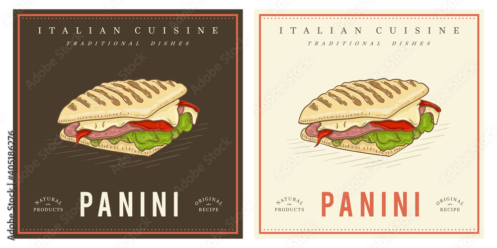 Panini italian sandwich vintage poster Stock Vector | Adobe Stock