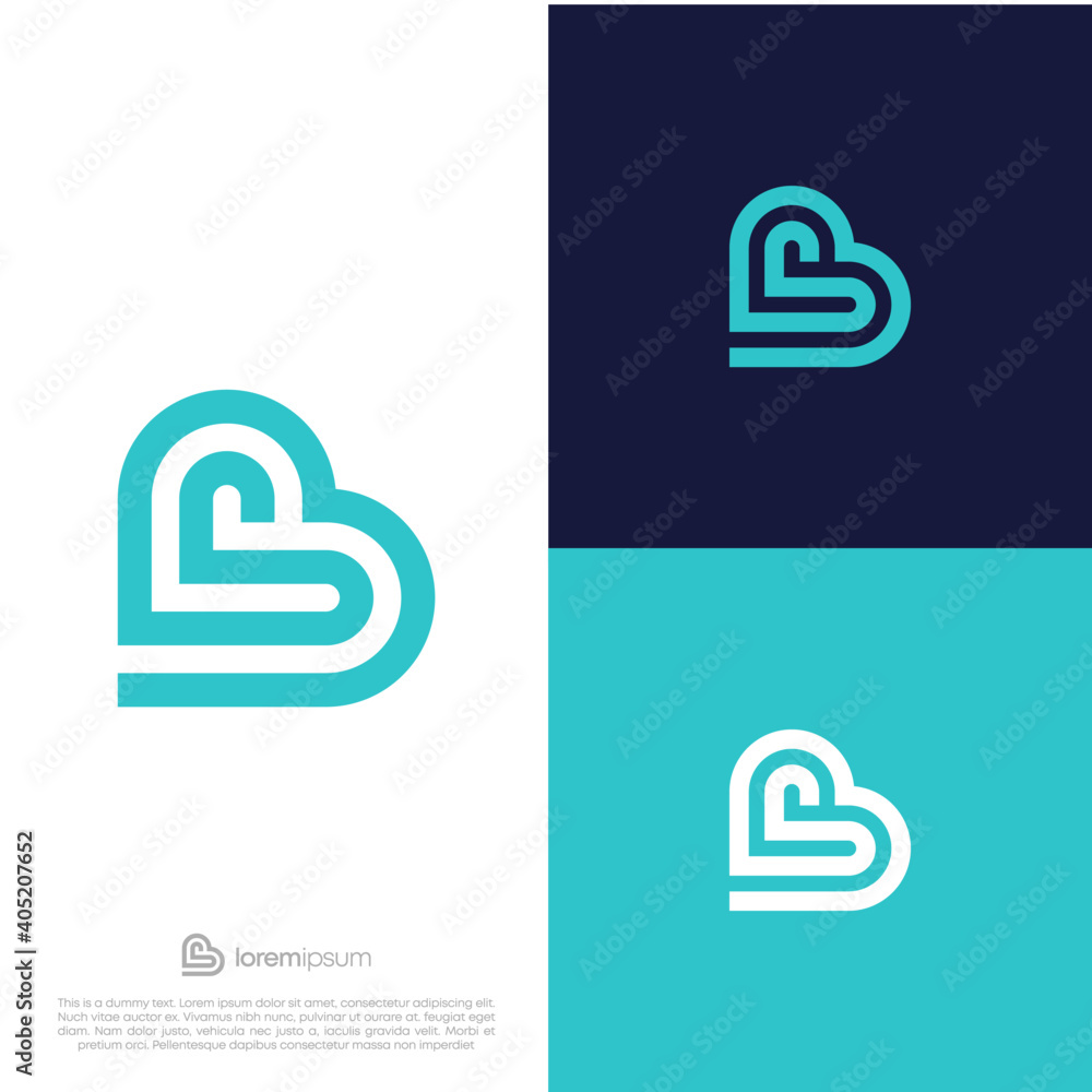 Initials B SB logo design. Initial Letter Logo. Heart vector symbol ...