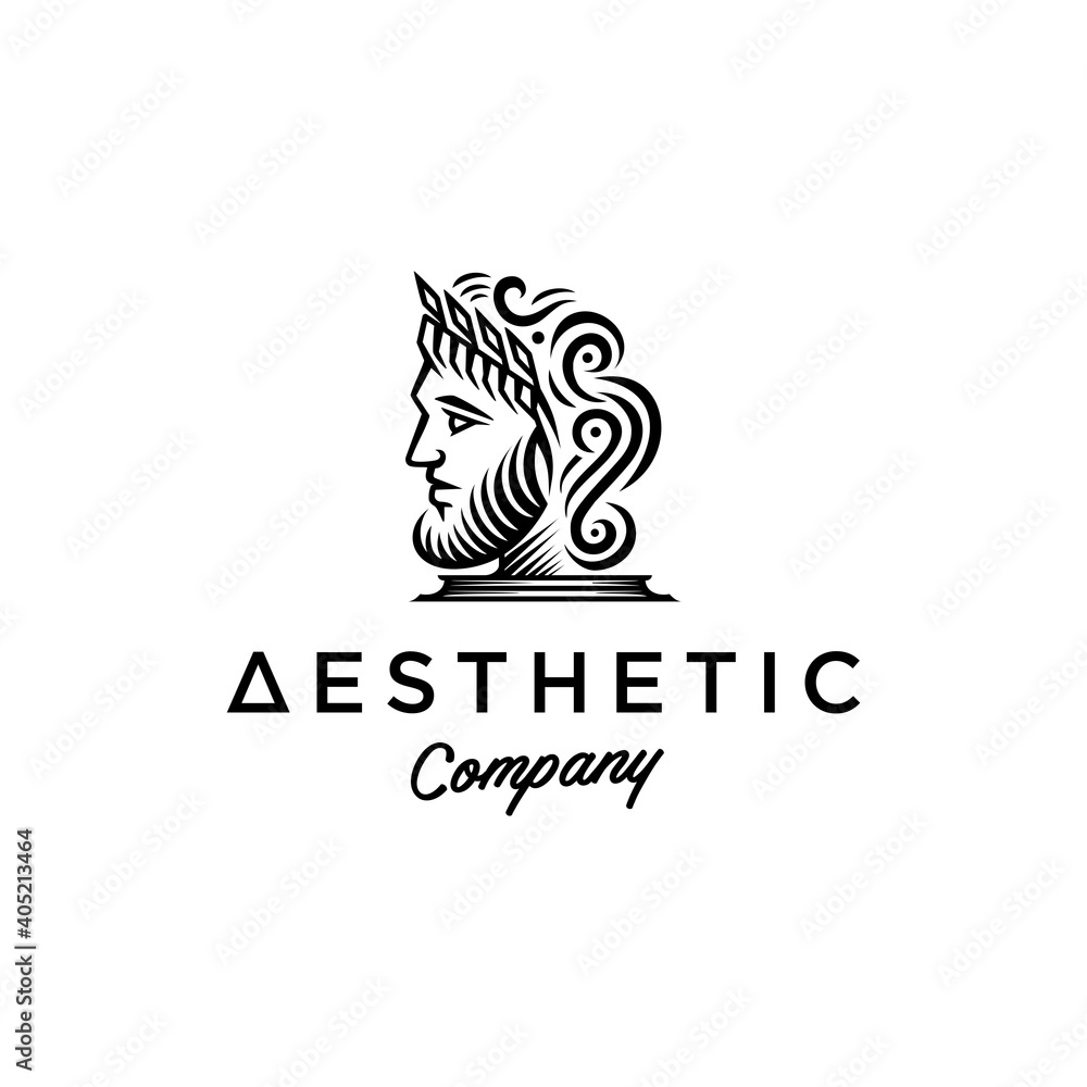 Ancient Greek Figure Face Head Statue Sculpture Logo design, Elegance ...