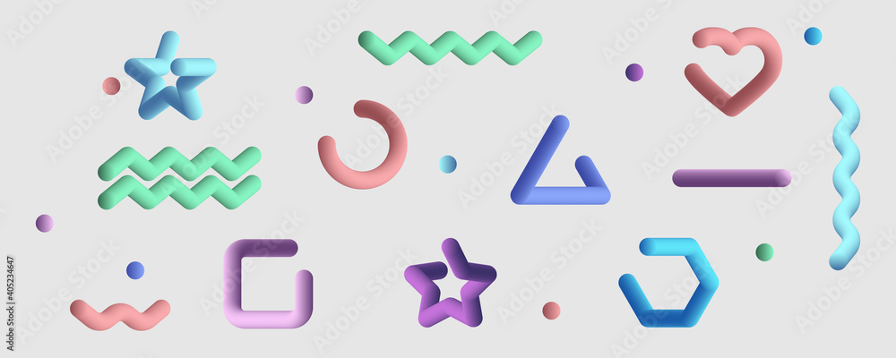 3d shapes. Different Geometric Shapes in 3d design. Liquid geometric ...