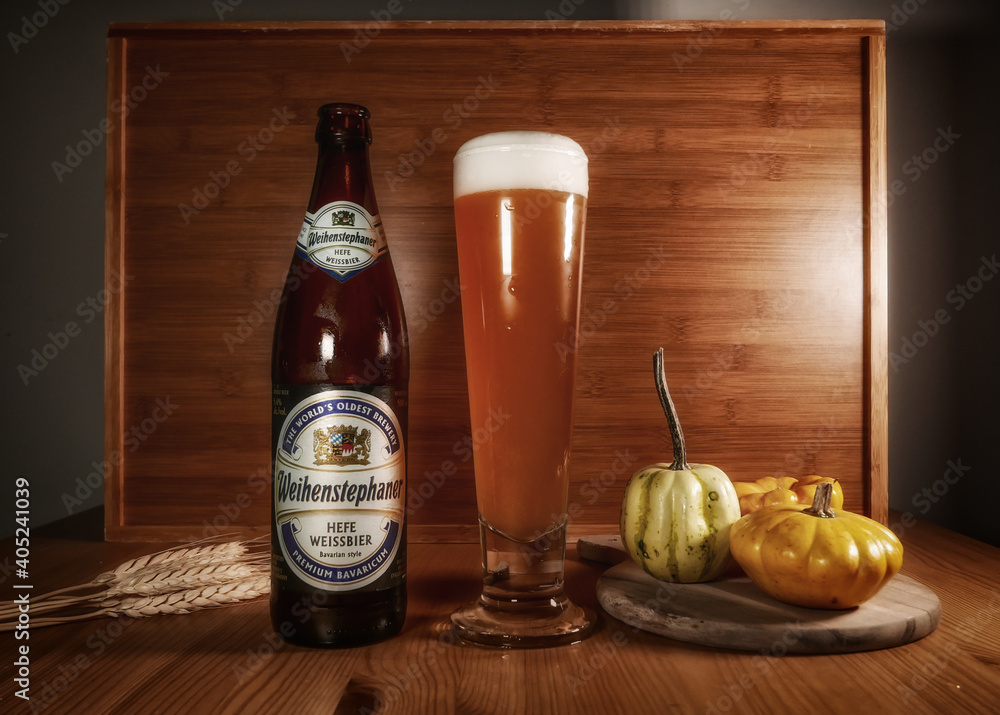 Weihenstephaner Hefe Weissbier, a German wheat lager beer from the ...