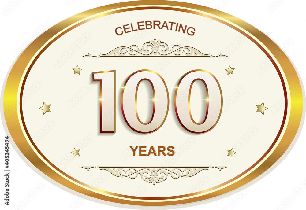 100 years anniversary celebration, birthday card, logo template design ...