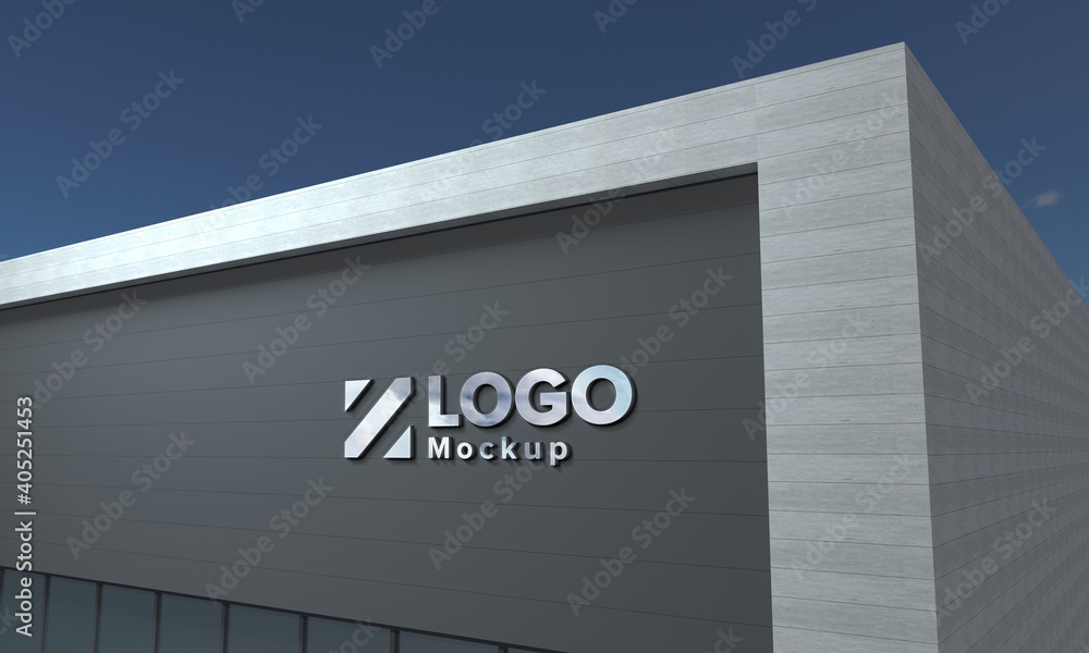 Logo Mockup 3D Sign façade Building 3d Rendered Stock Illustration ...