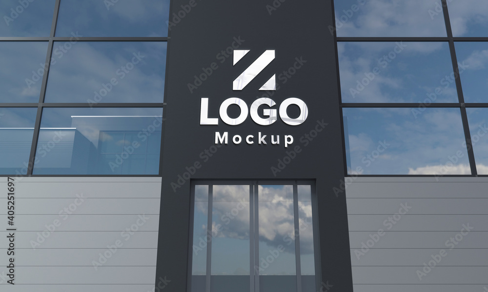 Logo Mockup 3D Sign façade Building 3d Rendered Stock Illustration ...