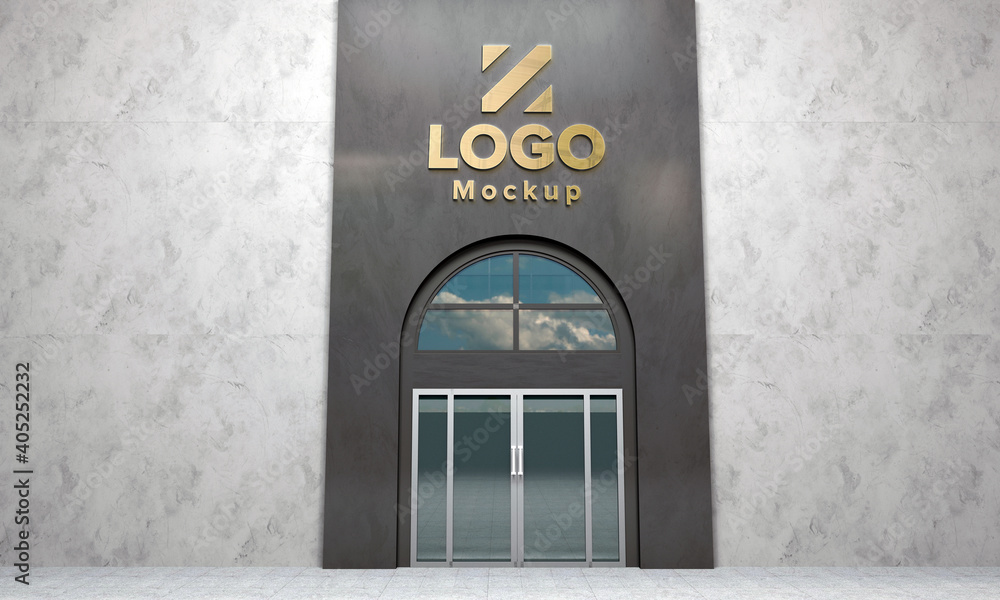 Logo Mockup 3D Sign façade Building 3d Rendered Stock Illustration ...