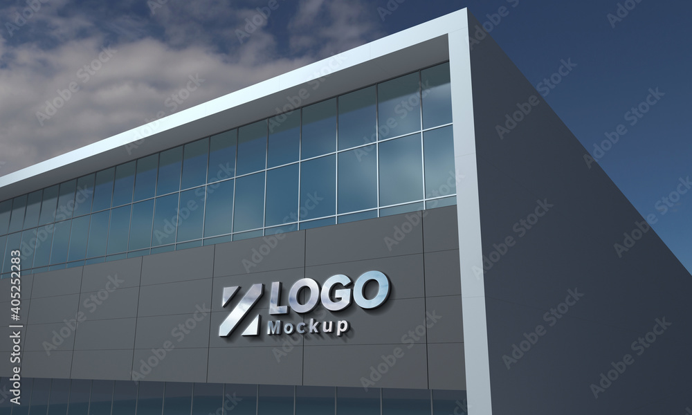 Logo Mockup 3D Sign façade Building 3d Rendered Stock Illustration ...