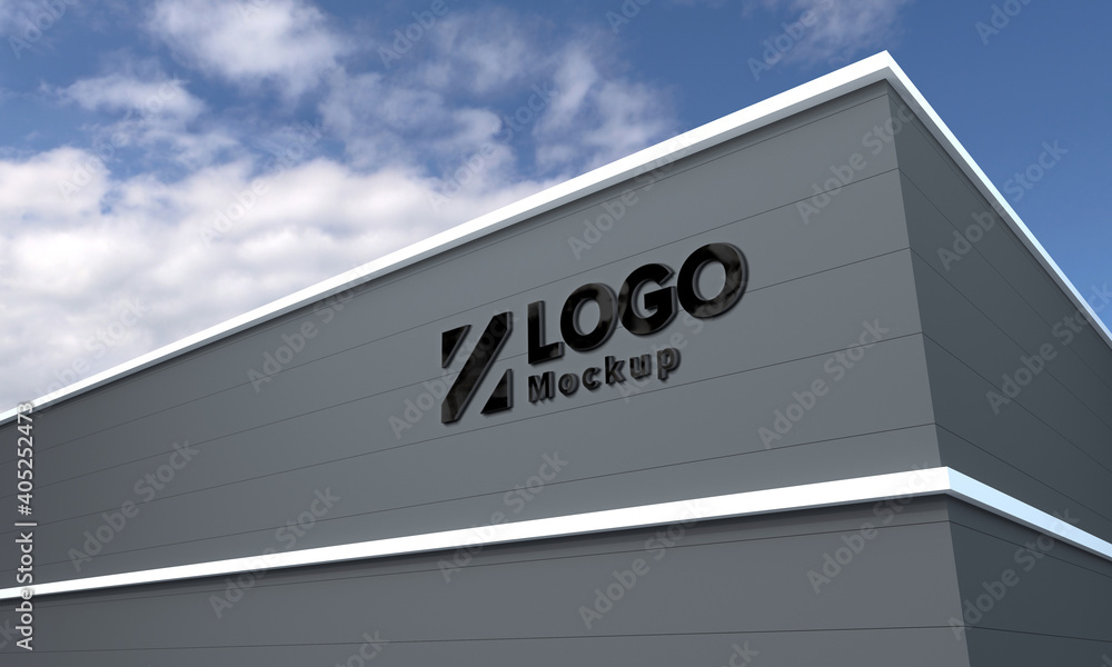 Logo Mockup 3D Sign façade Building 3d Rendered Stock Illustration ...