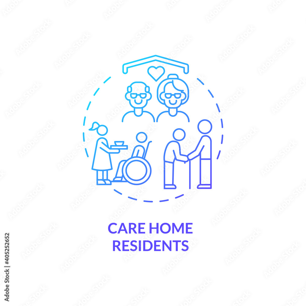 Care home residents concept icon. Covid vaccination priority list ...