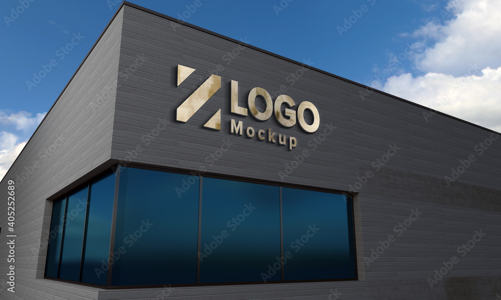 Logo Mockup 3D Sign façade Building 3d Rendered Stock Illustration ...