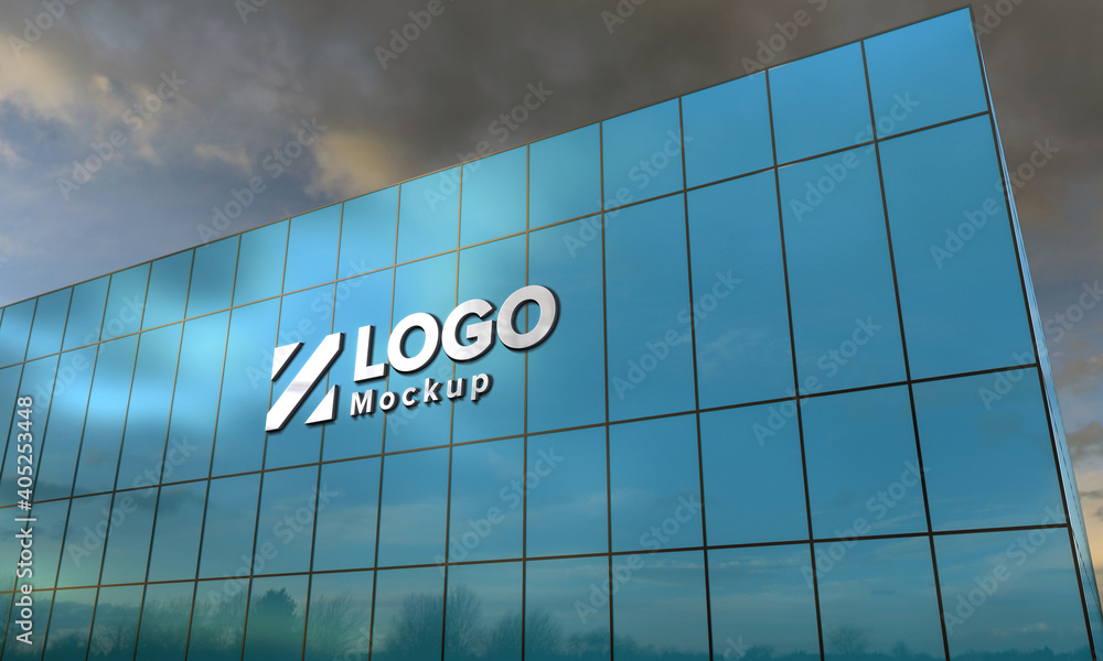 Logo Mockup 3D Sign façade Building 3d Rendered Stock Illustration ...