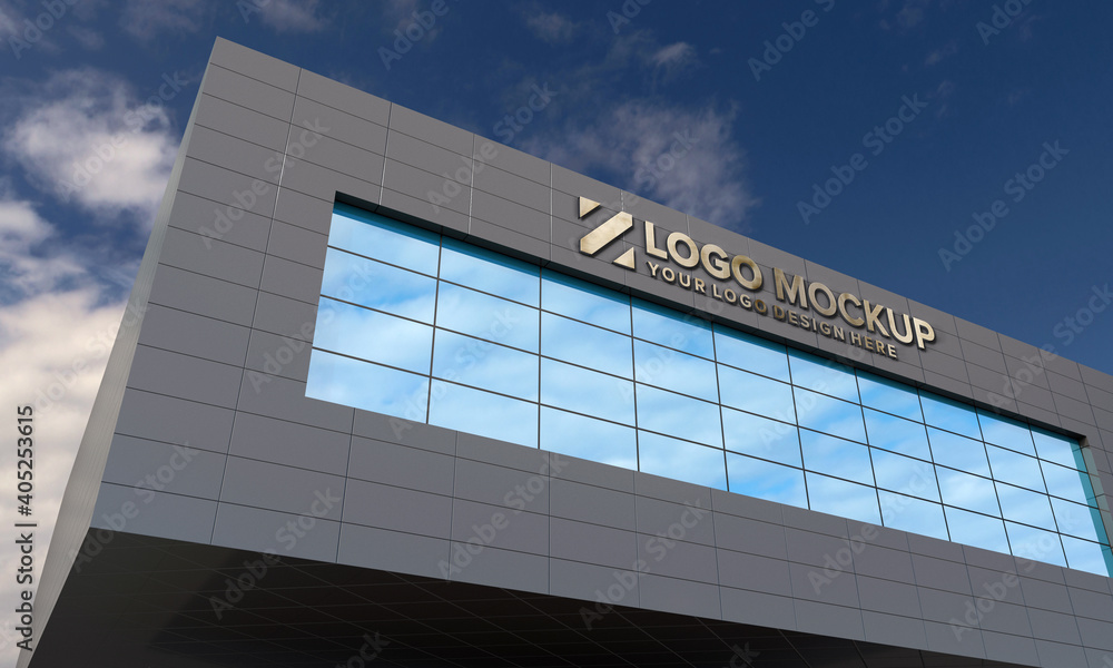 Logo Mockup 3D Sign façade Building 3d Rendered Stock Illustration ...