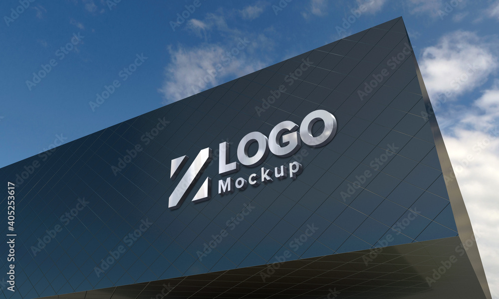 Logo Mockup 3D Sign façade Building 3d Rendered Stock Illustration ...