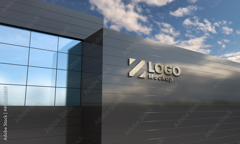 Logo Mockup 3D Sign façade Building 3d Rendered Stock Illustration ...