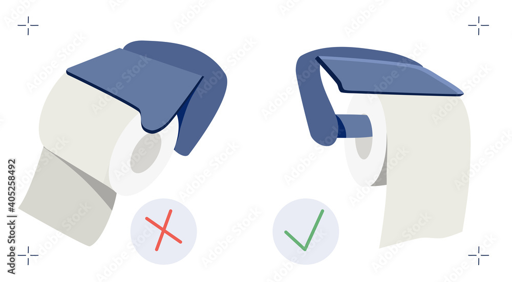 Toilet paper position handle meme. How to use roll in right way. Vector ...
