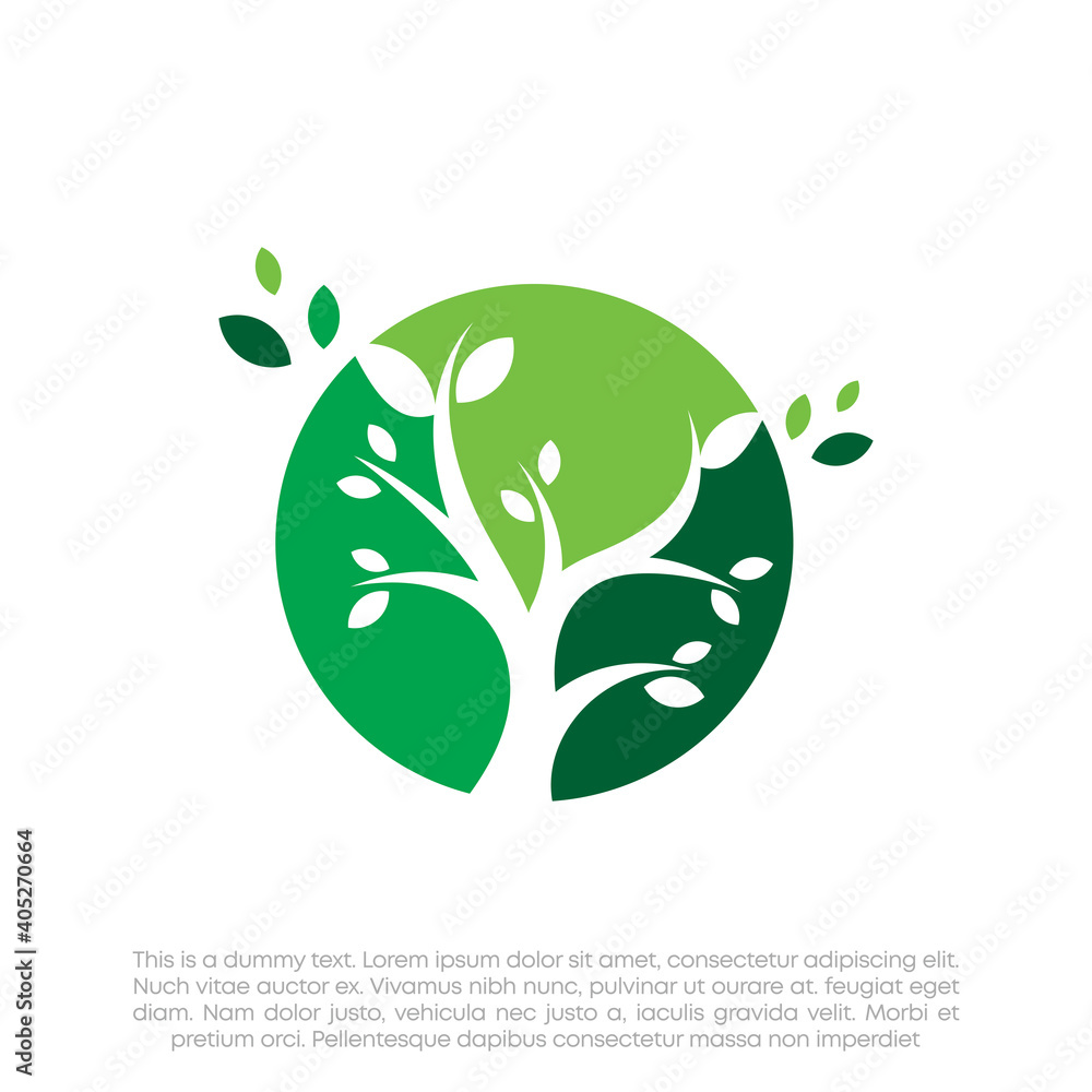 Circle tree logo icon template design. Abstract round garden plant ...