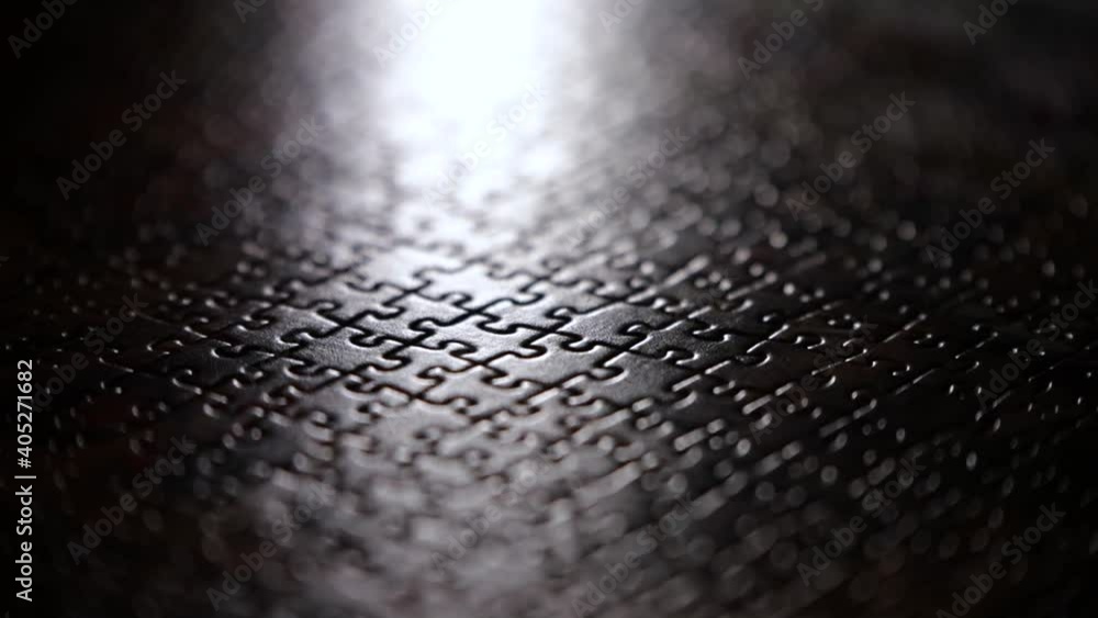 puzzle piece puzzling situation glow light movement moving from left to ...