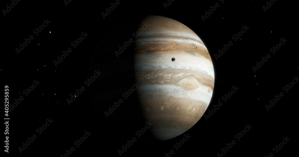 Jupiter and moons, Ganymede and Europe, planets of the solar system ...