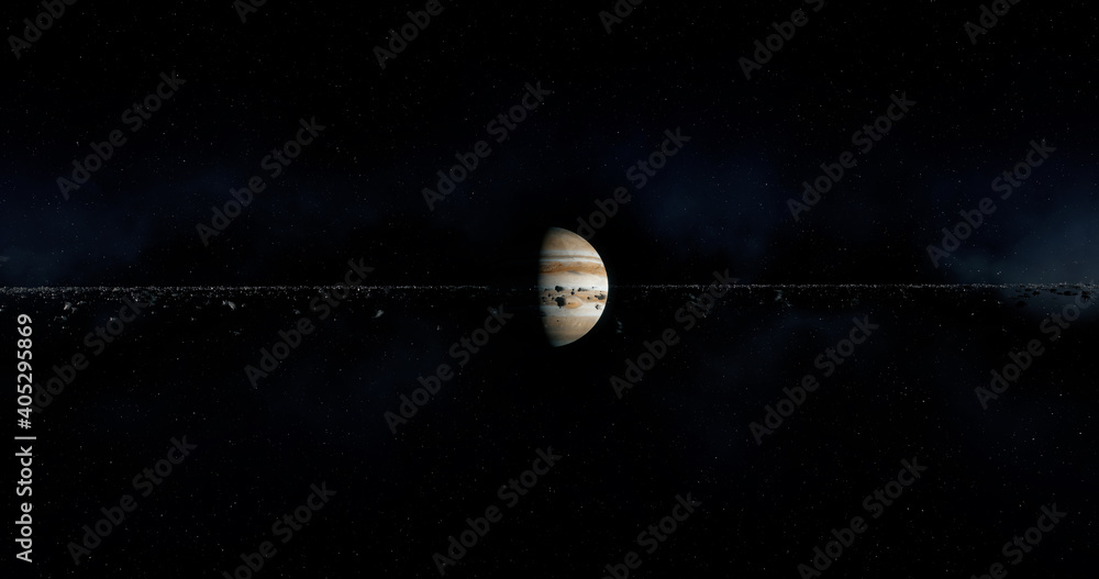 Jupiter and moons, Ganymede and Europe, planets of the solar system ...