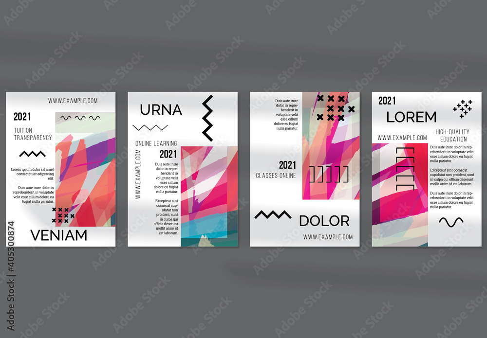 Flyer Layout with Geometric Shapes and Abstract Bright Rectangle Stock ...