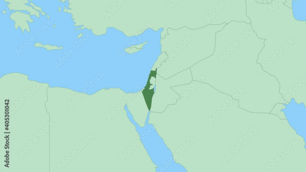 Map of Israel with pin of country capital. Israel Map with neighboring ...