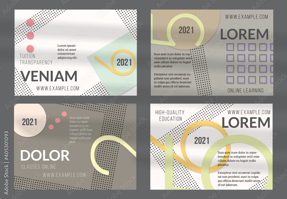 Flyer Layout with Paper Cut Simple Layered Geometric Shapes Stock ...