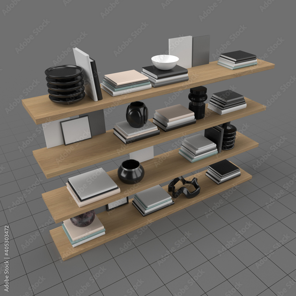 Shelf with decorations Stock 3D asset | Adobe Stock