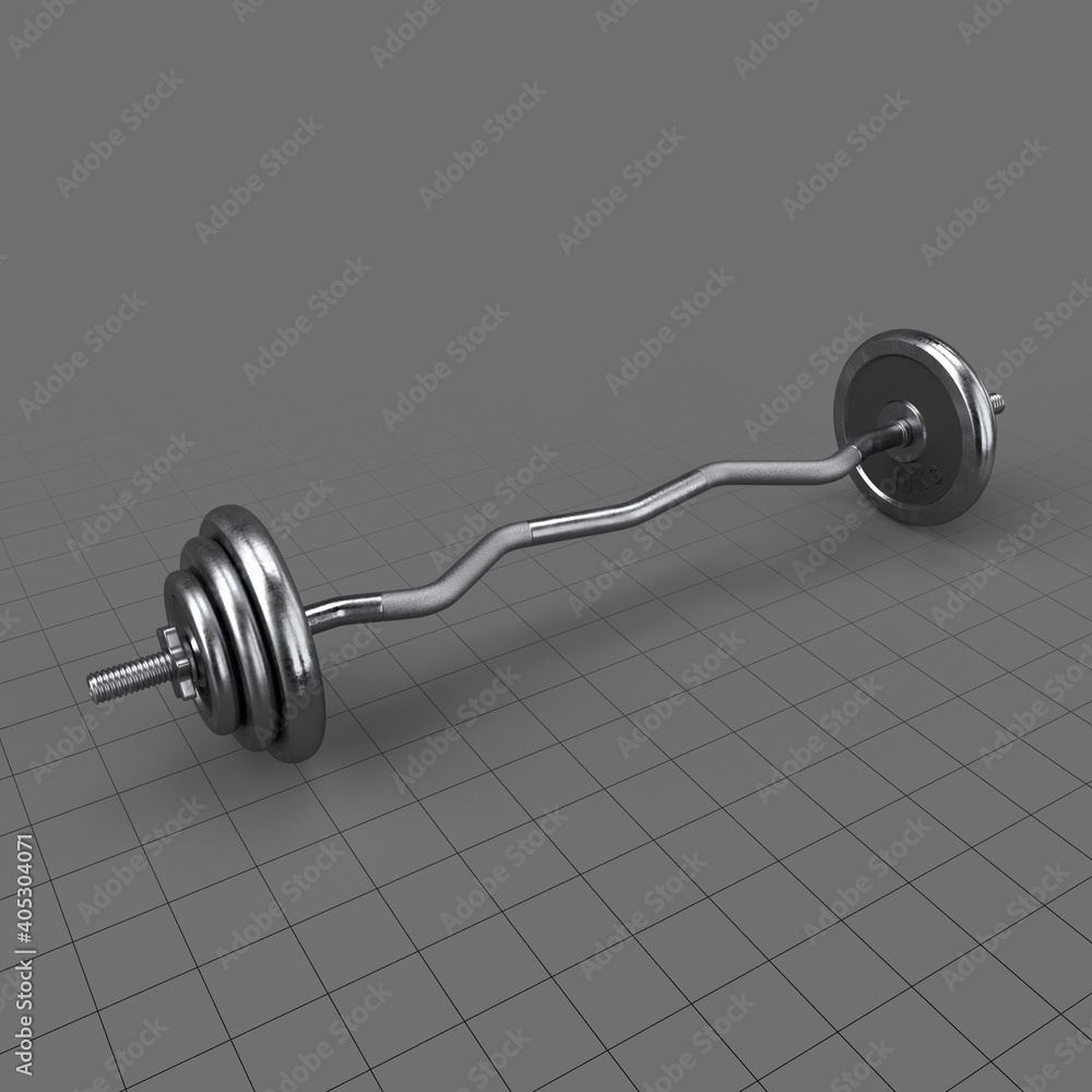 Curved weight bar with weights Stock 3D asset | Adobe Stock