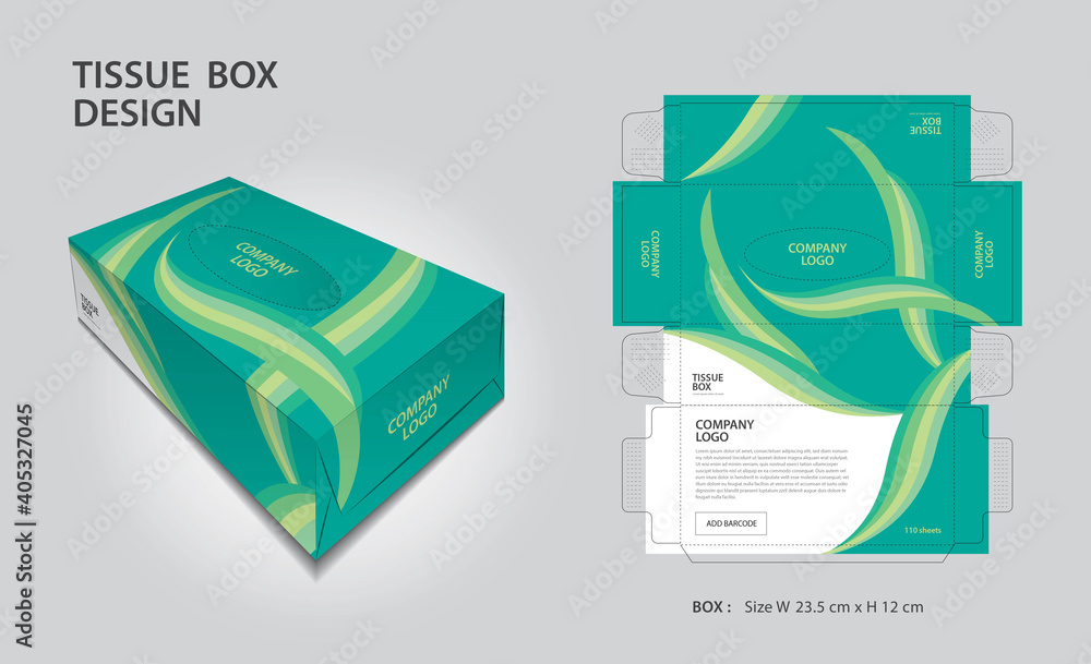 Tissue box Design Green nature concept, Box Mock up, 3d box, Can be use ...