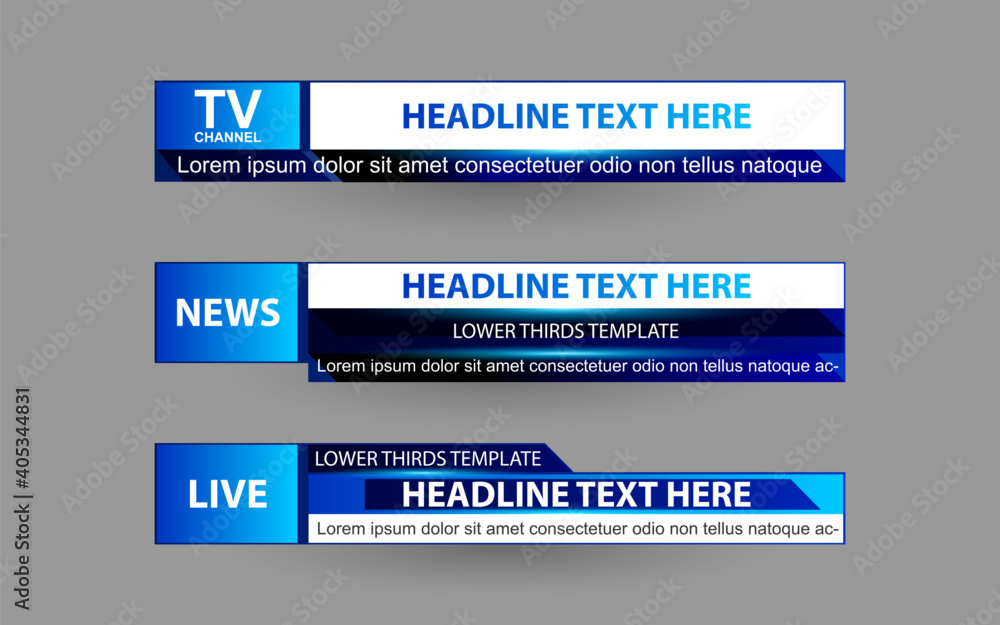 Set collection vector of Broadcast News Lower Thirds Template layout ...