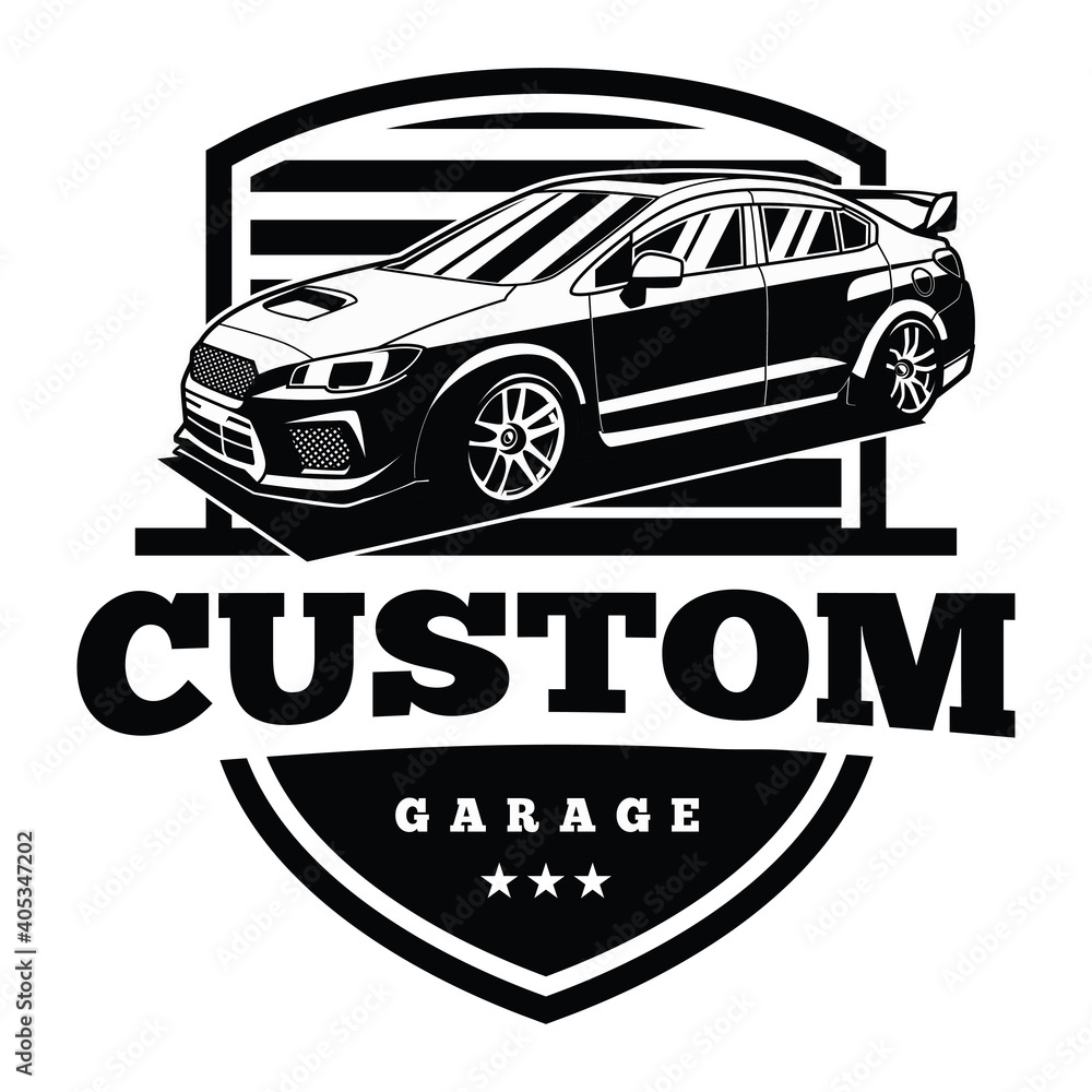 Classic Racing Car Logo Line Art Vector Isolated Stock Vector | Adobe Stock