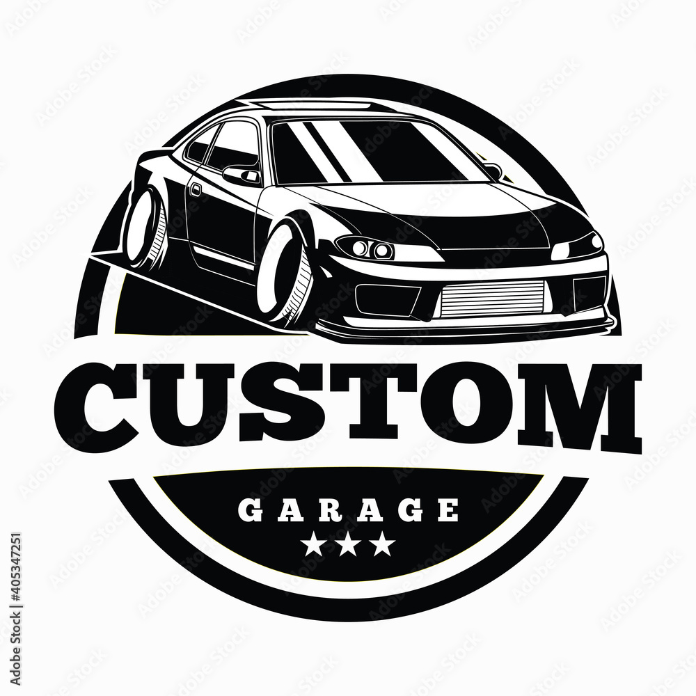 Classic Racing Car Logo Line Art Vector Isolated Stock Vector | Adobe Stock