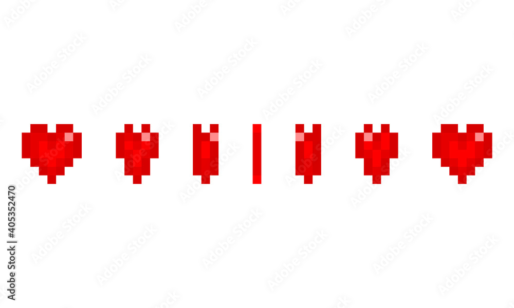 Pixel art cartoon red heart icon for animation. Stock Vector | Adobe Stock