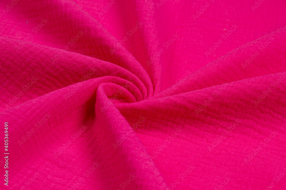 Fabric cotton fold, top view. Red textile crash effect (only on adobe ...