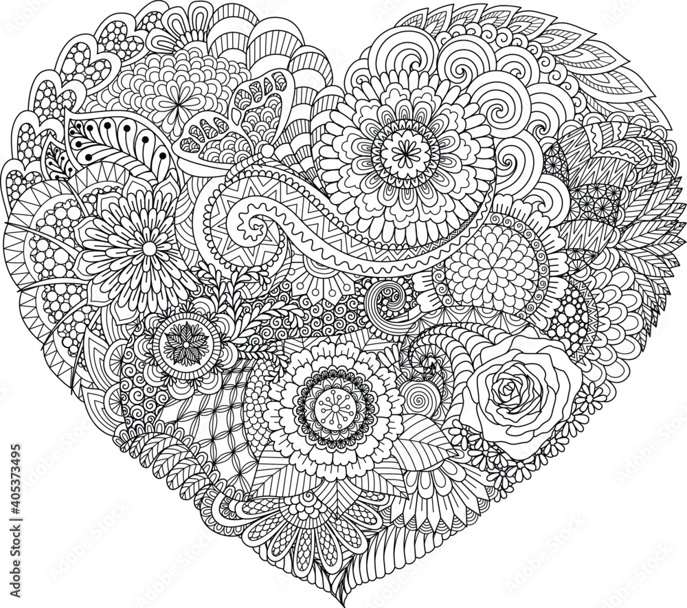 Abstract Heart Coloring Pages