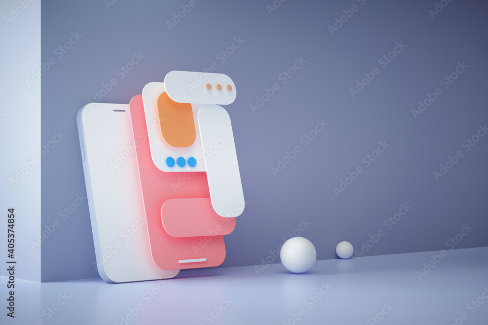3d render Mobile app development, UI-UX design, web design and ...