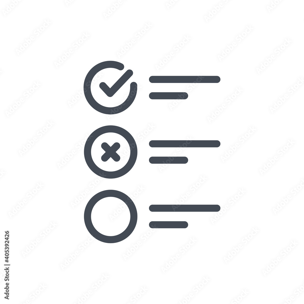 Survey and exam line icon. Checklist and questionaire vector outline ...