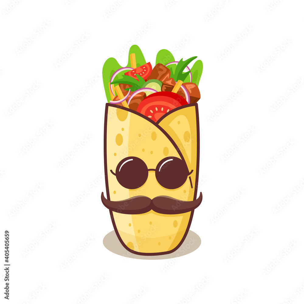Shawarma Boss Vector Mascot Logo Stock Vector | Adobe Stock