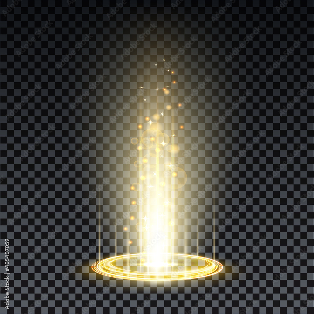 Gold hologram portal. Magic fantasy portal. Magic circle teleport ...