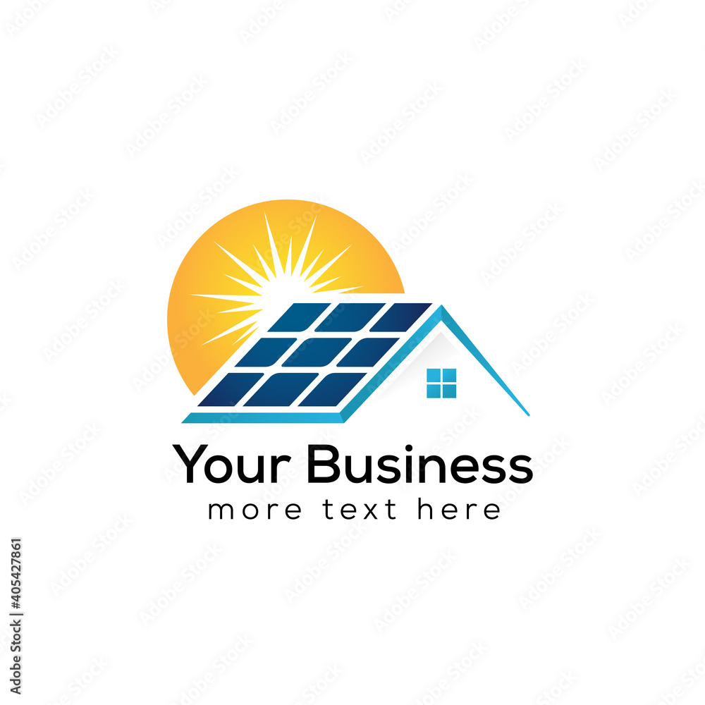 Renewable energy solar power house logo Stock Vector | Adobe Stock