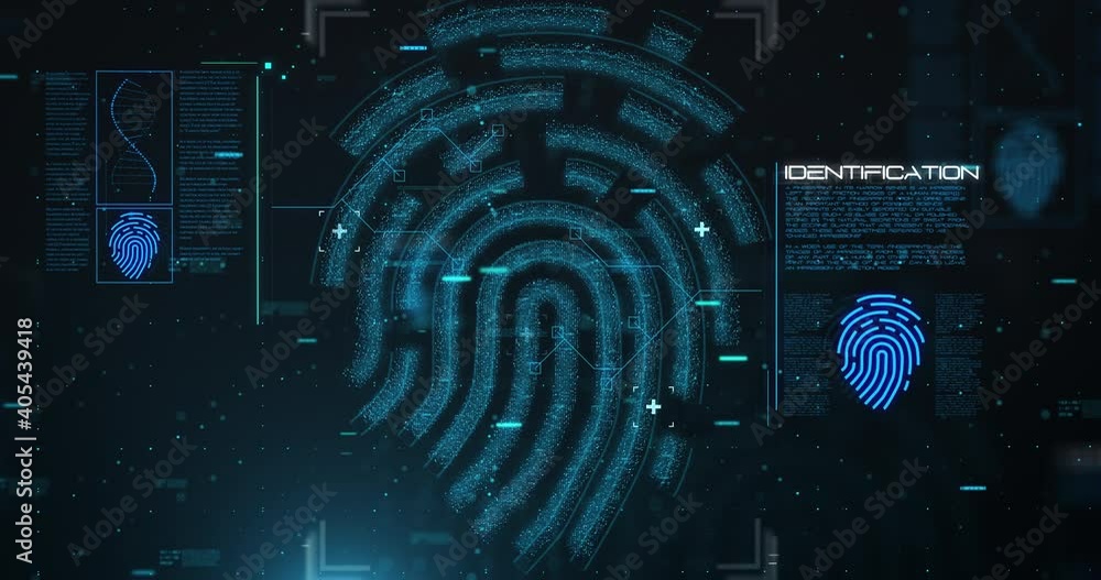 ID validation, fingerprint scan on a screen, security check, passport ...