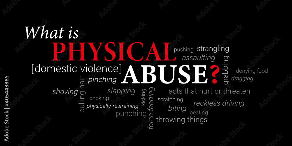 Vecteur Stock WHAT IS PHYSICAL ABUSE ? [DOMESTIC VIOLENCE] white and ...