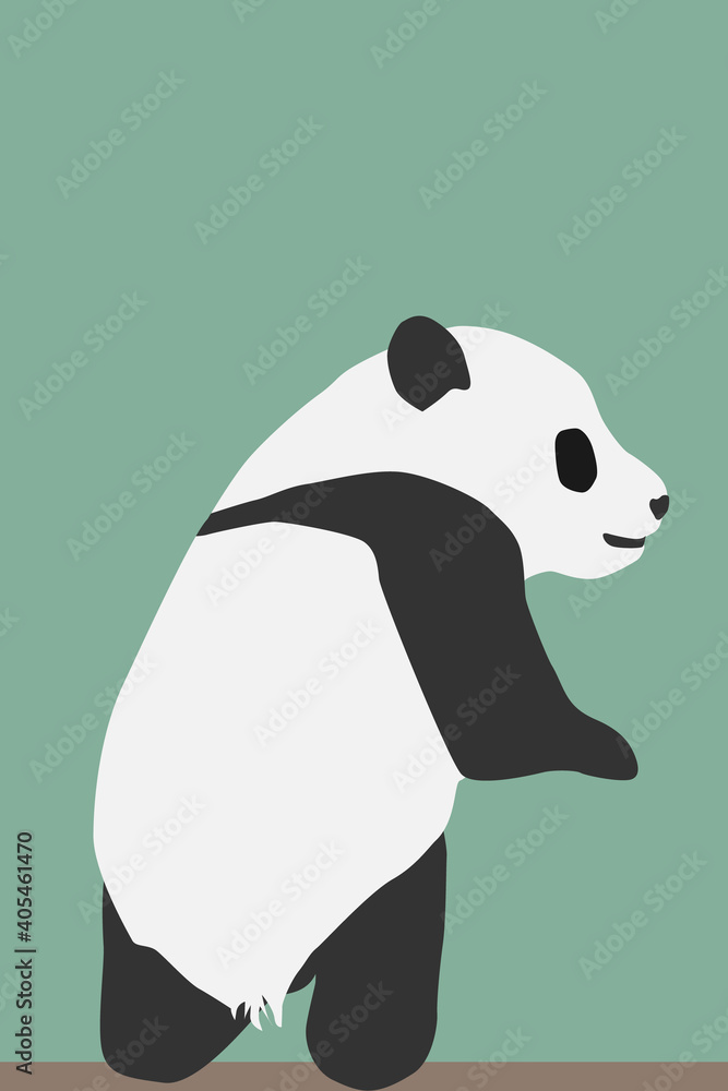 Standing panda vector illustration material, profile, back view ...