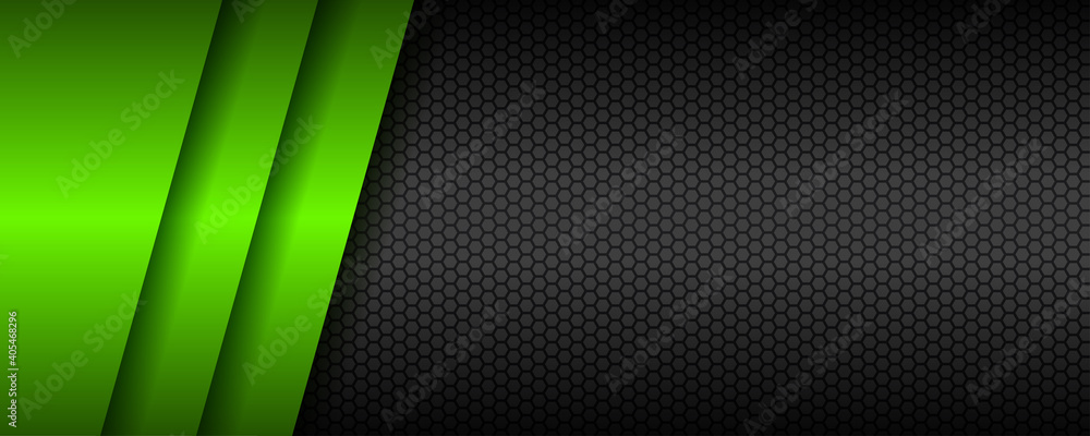 modern material dark gray black and glowing light tech neon green ...