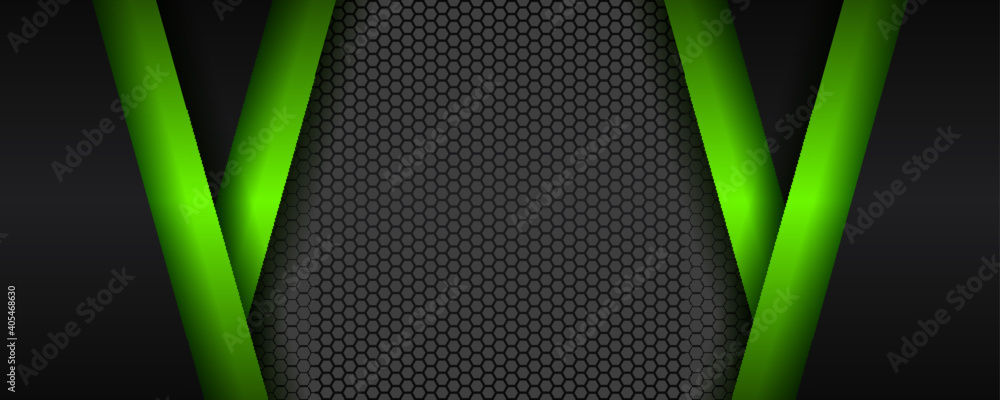 modern material dark gray black and glowing light tech neon green ...