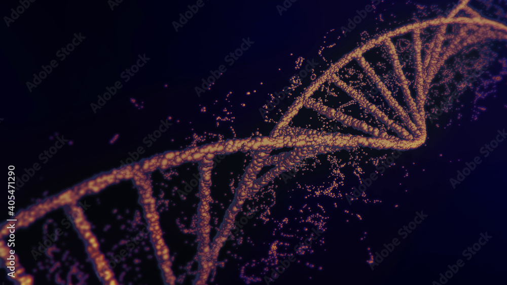 Abstract technological representation. Shakes DNA data transmission ...