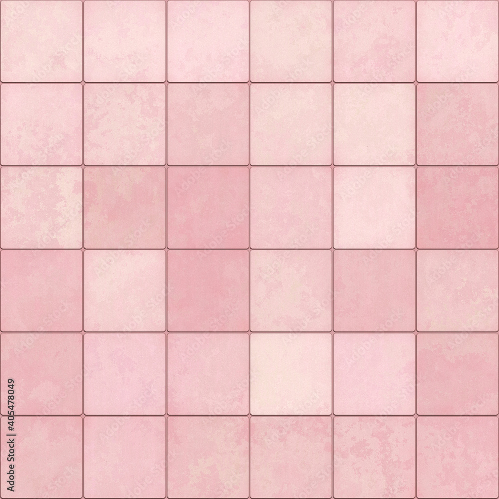 Pink square tiles. Seamless texture. Vintage background. Ceramic mosaic ...
