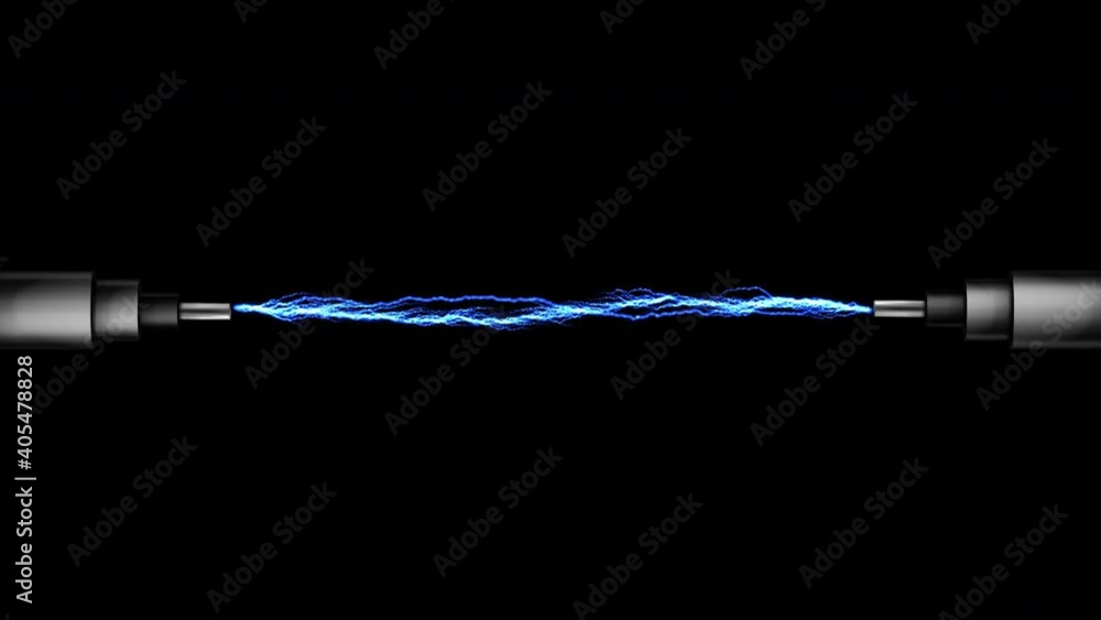 Electrical wire. Electrical discharge between two bare, cables ...