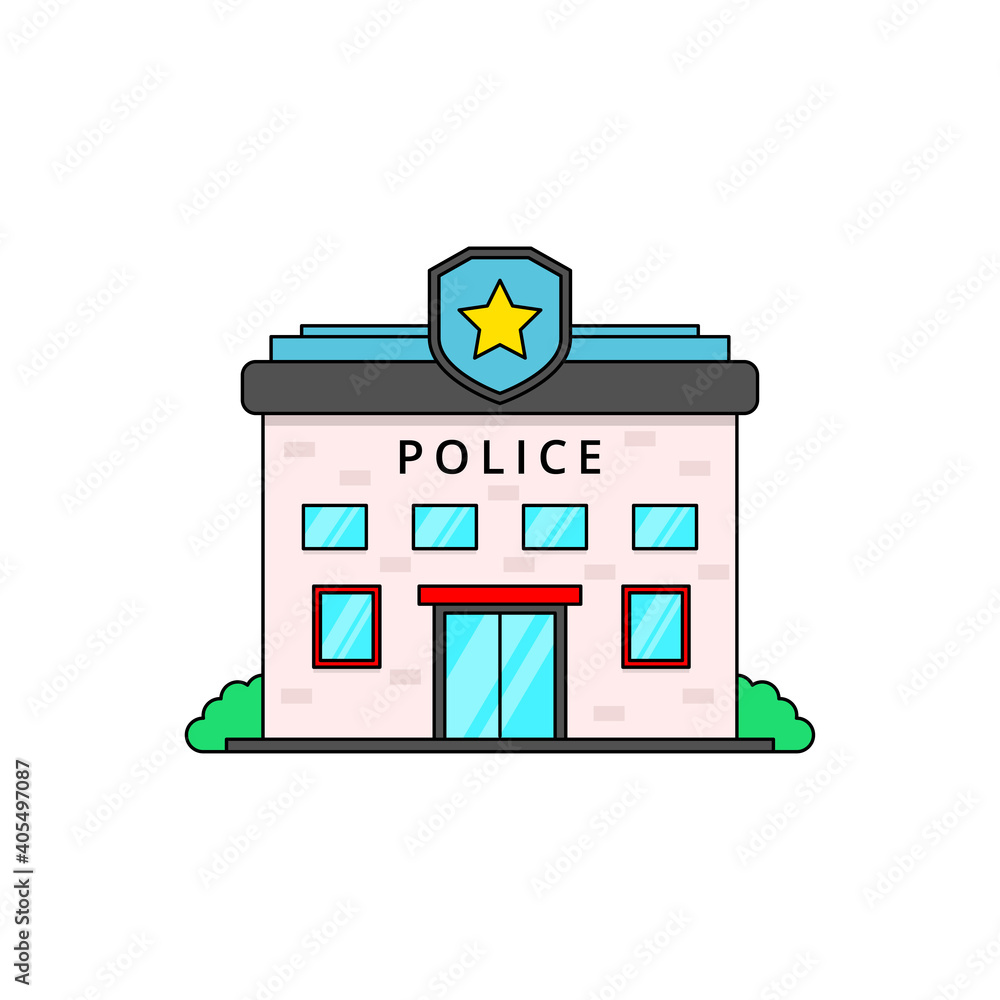 Police station building vector illustration isolated on white ...