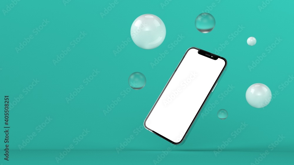 Smartphone similar to iPhone metal mockup with blank white screen on a ...