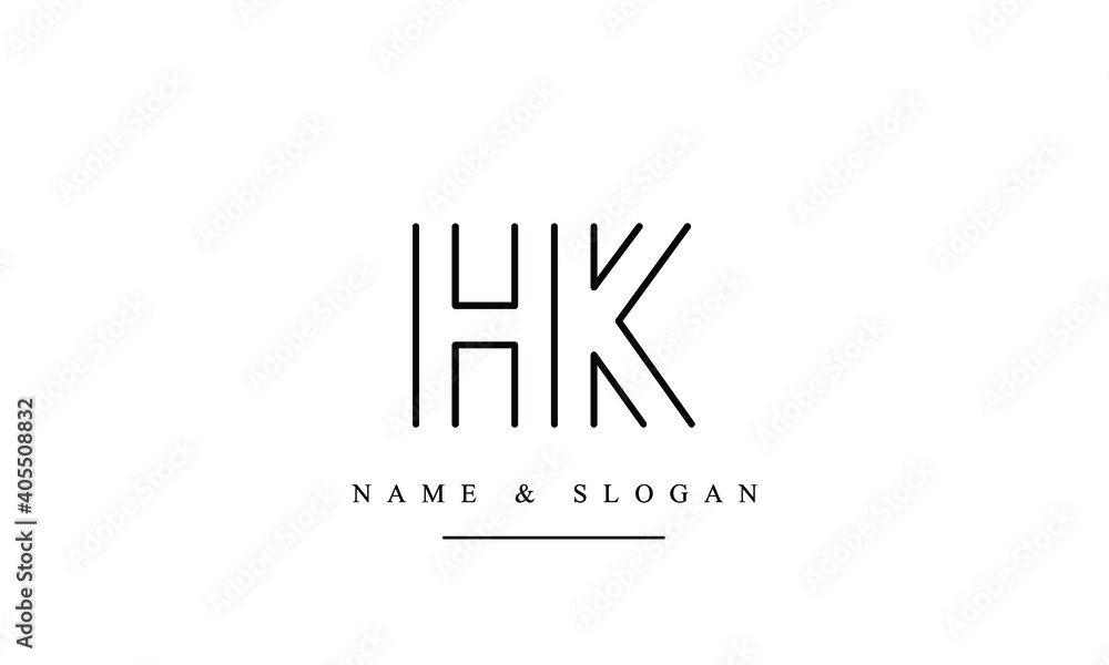 HK, KH, H, K Letter Logo Design with Creative Modern Trendy Typography ...